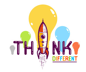 Think word with rocket instead of letter i ideas Vector Image