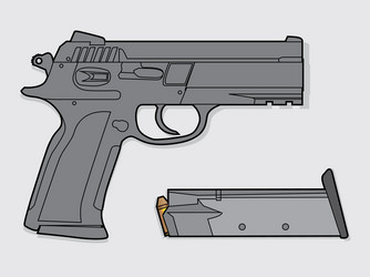 Pistol glock gun 9 caliber Royalty Free Vector Image