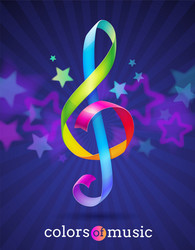 Colored ribbons in the shape of treble clef Vector Image