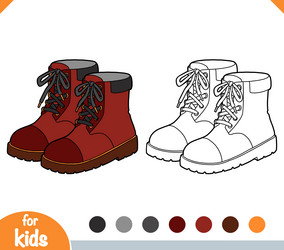 Coloring book brown boots Royalty Free Vector Image