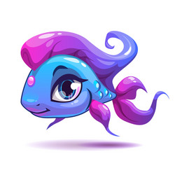 Cute cartoon pink girl fish Royalty Free Vector Image