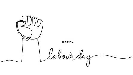 Labour day one line drawing hand continuous drawn Vector Image