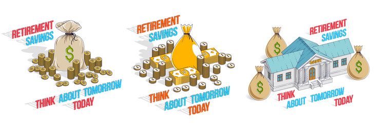 Savings concept 3d set isolated on white Vector Image