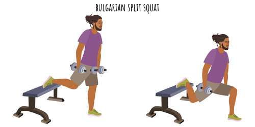 Senior man doing bulgarian split squat exercise Vector Image