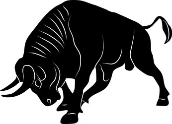 Silhouette a bull is ready to attack Royalty Free Vector