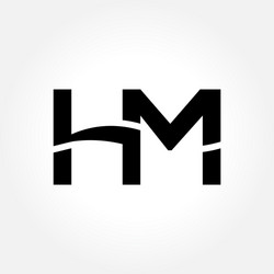 Hm script logo design template initial Royalty Free Vector
