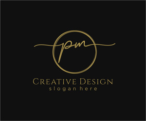 Pm initial handwriting logo design Royalty Free Vector Image