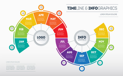 Business infographic concept with 12 months parts Vector Image