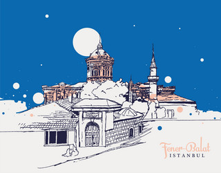 Drawing sketch topkapi palace istanbul Royalty Free Vector