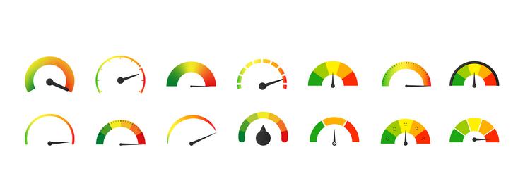 Round control measuring indicator set Royalty Free Vector