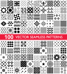 100 seamless pattern collection geometric Vector Image