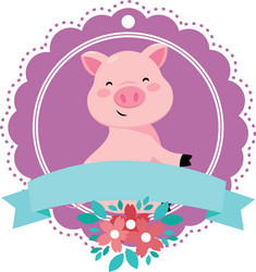 Pig with ribbon Royalty Free Vector Image - VectorStock