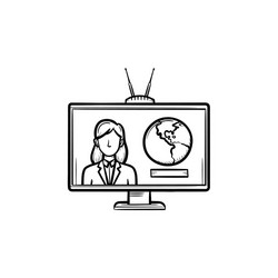 Tv report hand drawn outline doodle icon Vector Image