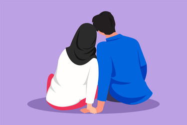 Character flat drawing back view of arab couple Vector Image