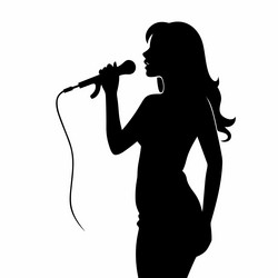 Singer black icon on white background female Vector Image