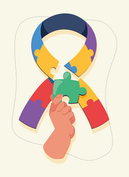 Hands lifting autism ribbon campaign Royalty Free Vector