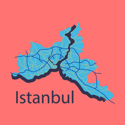 High quality map of istanbul flat with borders Vector Image