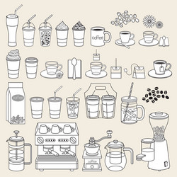 Coffee black icons Royalty Free Vector Image - VectorStock
