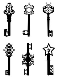 Ornamental medieval vintage keys with victorian Vector Image