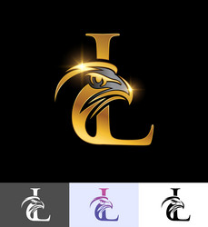 Golden eagle monogram initial letter r Royalty Free Vector