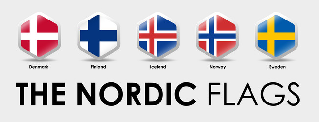Nordic countries flag set of square flags Vector Image