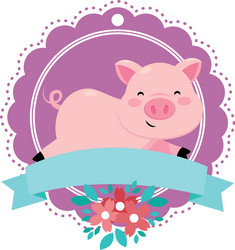 Pig with ribbon Royalty Free Vector Image - VectorStock
