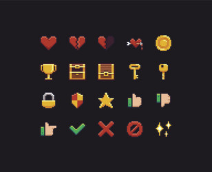 Pixel art ui icons Royalty Free Vector Image - VectorStock