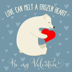 Lovely valentines day card with polar bears couple