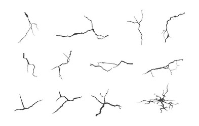 Ground split fracture line wall crack black Vector Image