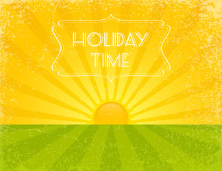 Abstract rural landscape with rising sun Vector Image