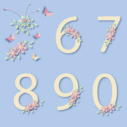 Flower numbers set decorated with flowers elegant Vector Image