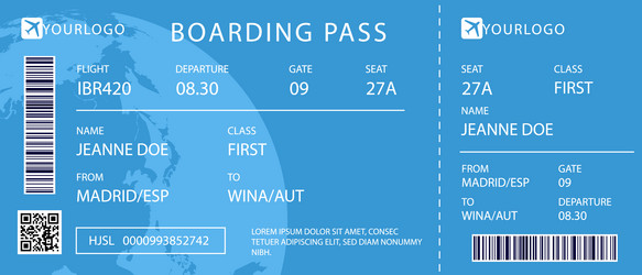 Boarding Pass Template Isolated On White Vector Image