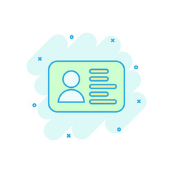 Id card icon in comic style identity badge Vector Image
