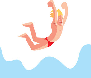 Man jumping into water Royalty Free Vector Image