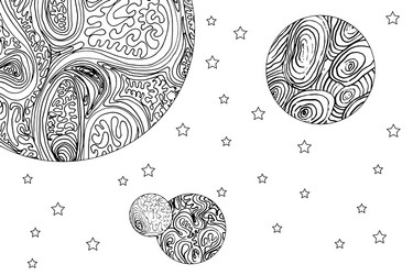 Doodle alien fantasy mountain landscape coloring Vector Image