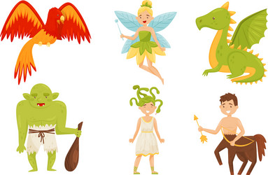 Mythical fairy tale creatures set centaur Vector Image