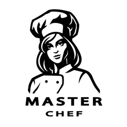 Chef in headdress logo emblem Royalty Free Vector Image