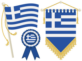 Map of greece and the various flags of greece Vector Image