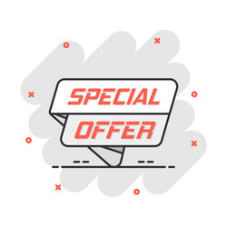 Cartoon special offer banner icon in comic style Vector Image