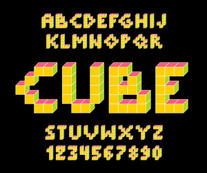 Pixel retro video game font 80 s alphabet Vector Image