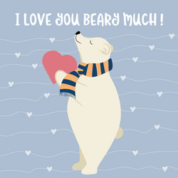 Lovely valentines day card with polar bears couple