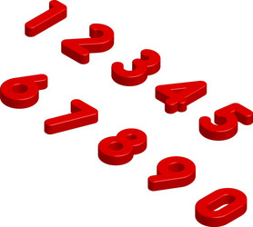3d number 2 two number sign red color Royalty Free Vector