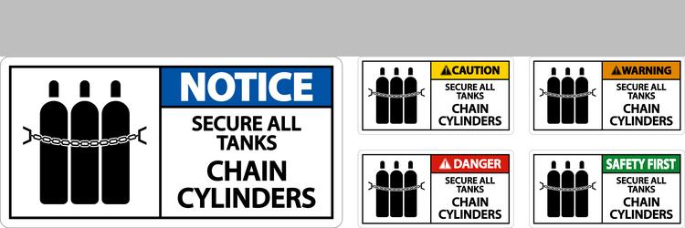 Warning sign secure all tanks chain cylinders Vector Image