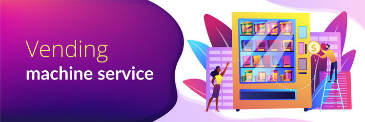 Vending machine service concept banner header Vector Image
