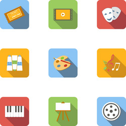 Art and creativity icons set flat style Royalty Free Vector