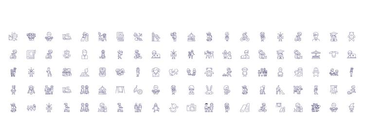 Kids line icons signs set design collection Vector Image