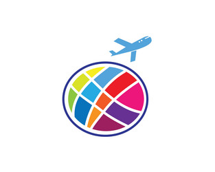 World tour icon logo Royalty Free Vector Image
