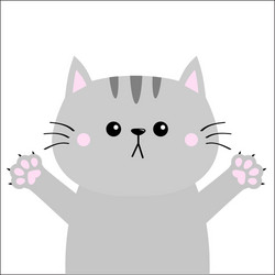 Gray cat ready for a hugging pink bird open hand Vector Image