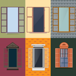 Different types house windows elements isolated Vector Image