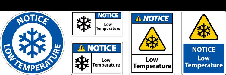 Caution low temperature symbol and text safety Vector Image